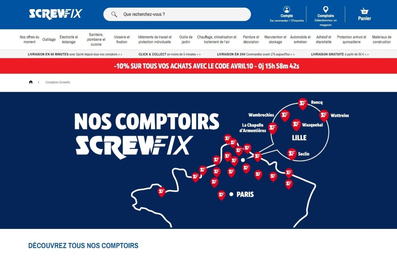 Le 23e Screwfix se trouve près d’Arras